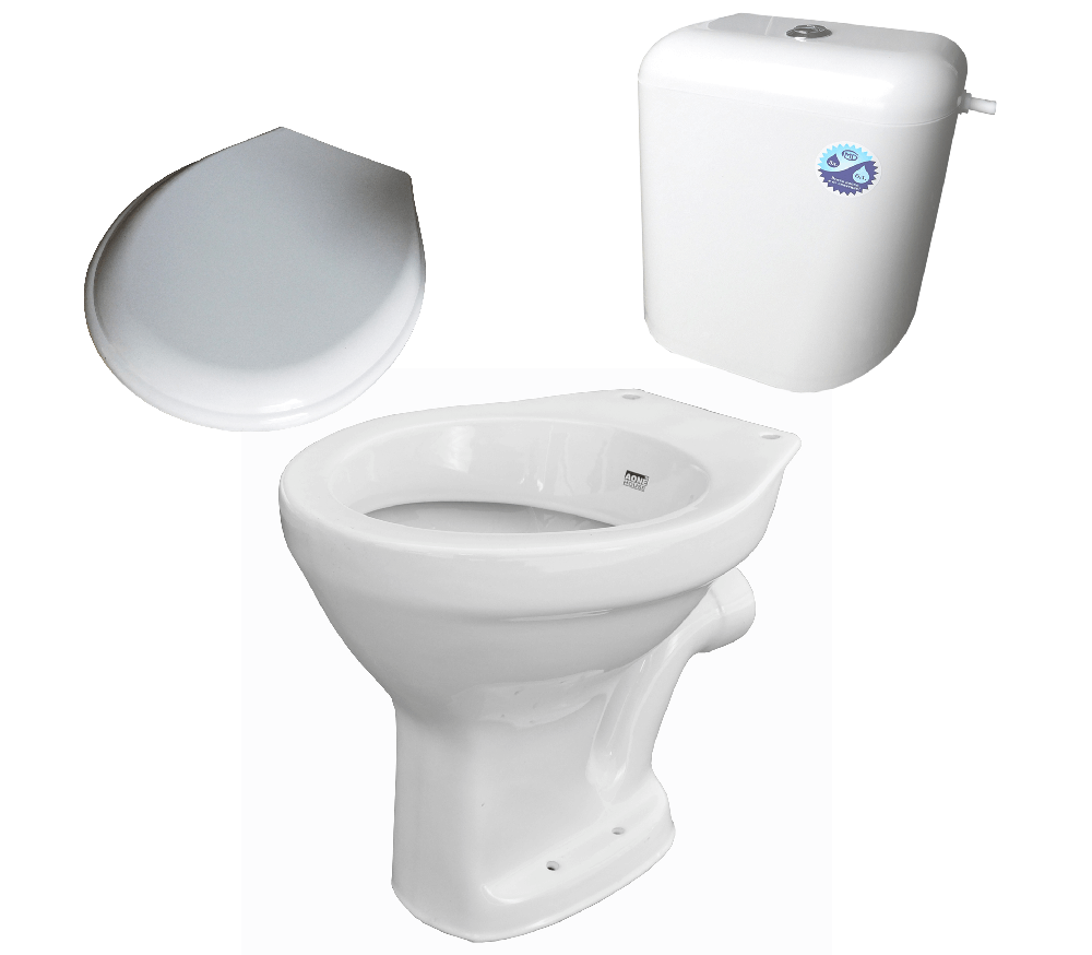 Set vas WC Regata, rezervor, capac, plastic + portelan sanitar, alb ...