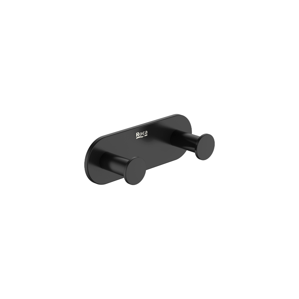 Cuier dublu baie Roca, metal, negru mat | MatHaus