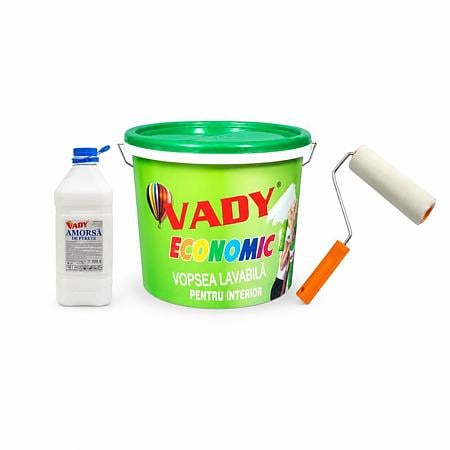 Vopsea lavabila interior Vady, alb, 8.5 l + amorsa 1 l + trafalet | MatHaus
