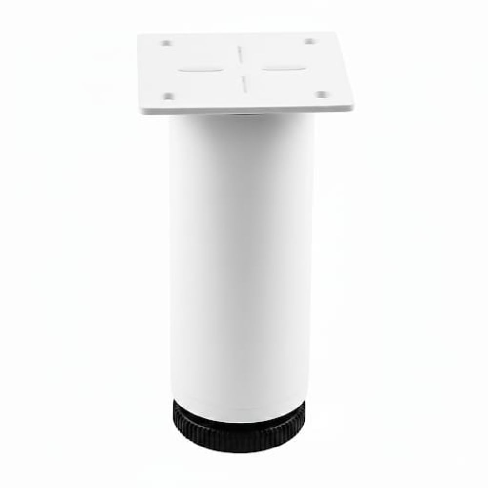 Picior cilindric ajustabil, flansa patrata, metal, alb, 200 mm | MatHaus