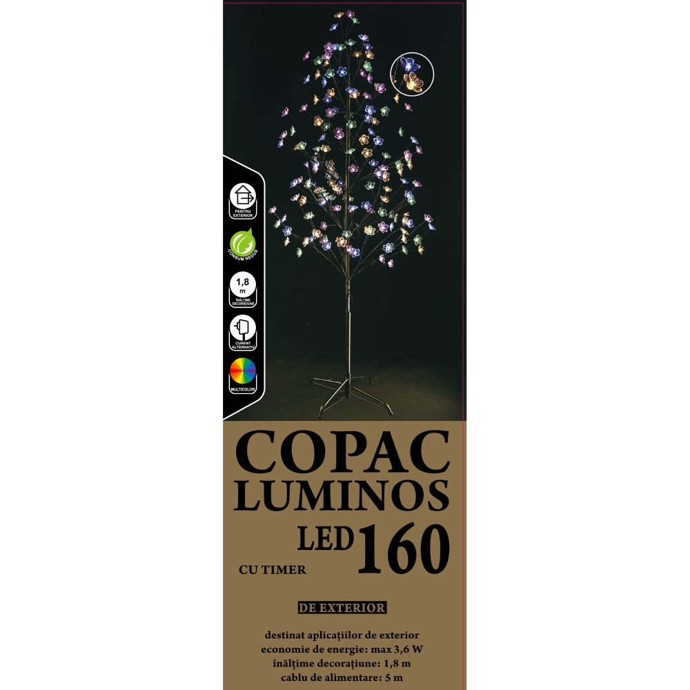Pom luminos cu flori de mar Cris, 160 LED-uri, multicolor ...