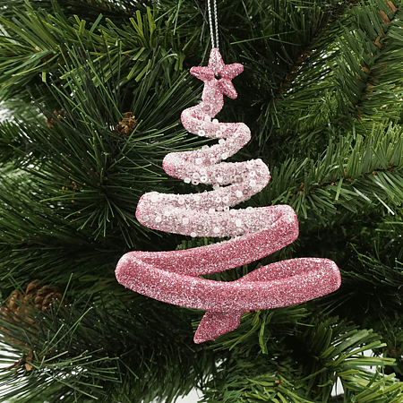 Decoratiune de Craciun bradut cu decor glitter, plastic, 6 x 1 x 12 cm ...