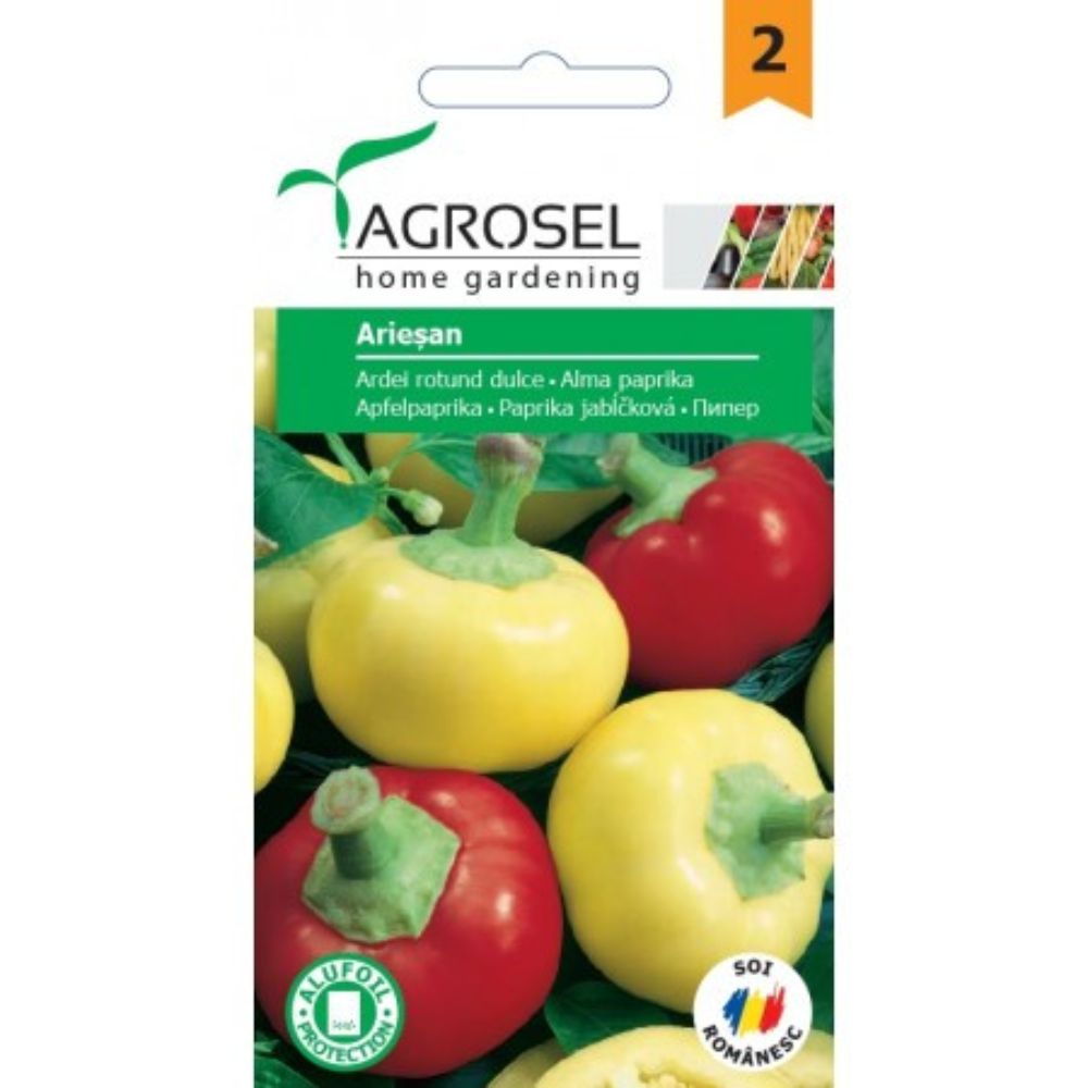 Seminte de ardei rotund Ariesan Mix Agrosel, 150 seminte, 1 g | MatHaus