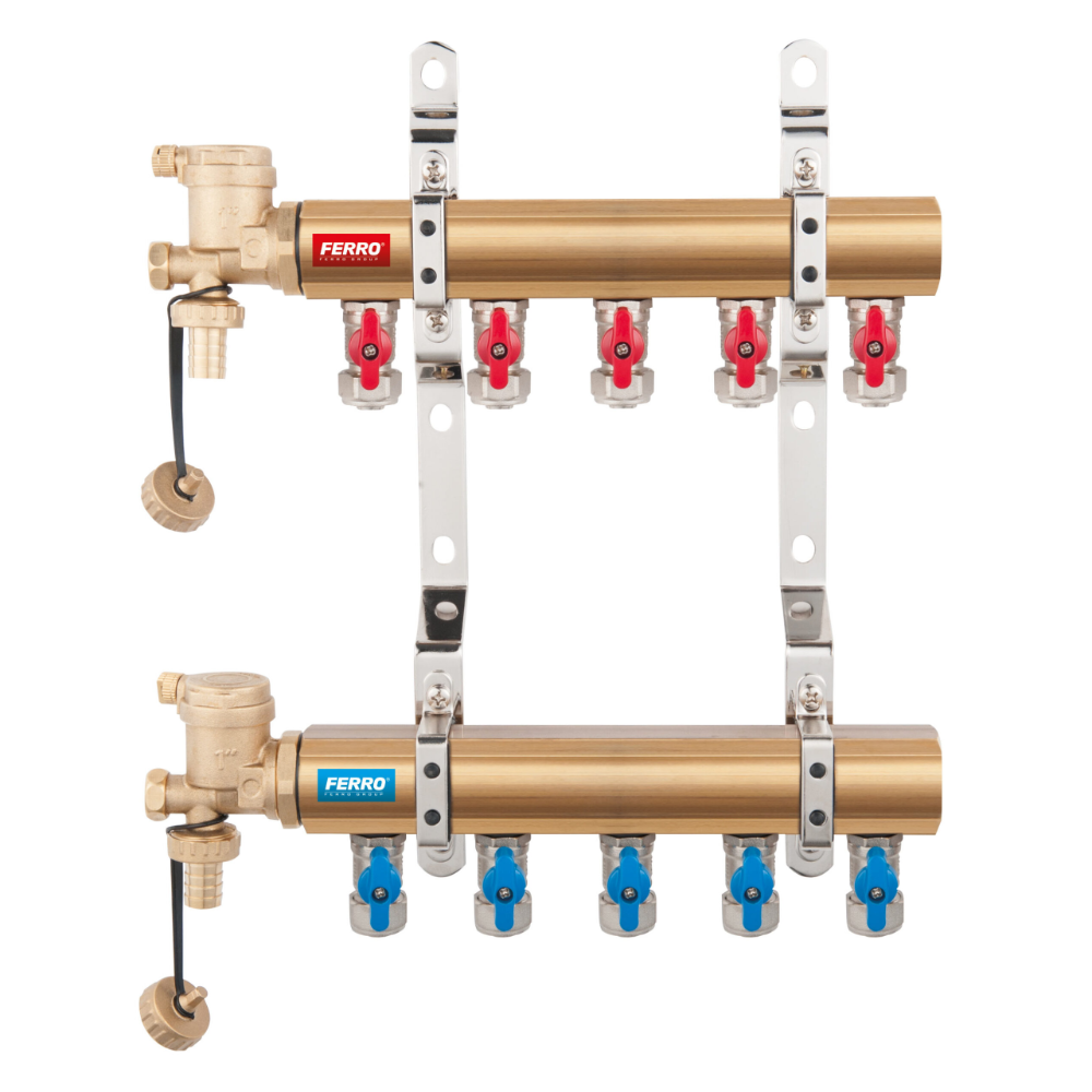 Distribuitor/colector-repartitor Ferro N-RO11S, 11 circuite, alama, 1 ...