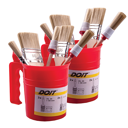 Set 5 pensule pentru vopsit Color Expert, lemn, vas plastic | MatHaus